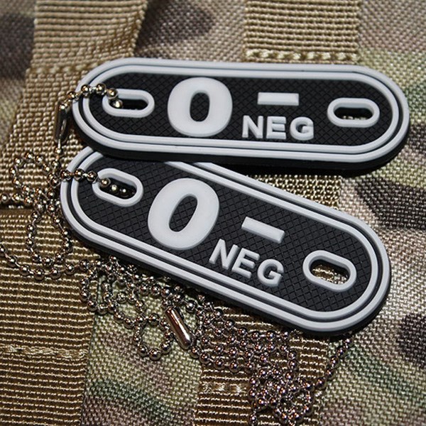 JACKETS TO GO bloodtype Tags 0 NEG BLACK | Army surplus MILITARY RANGE